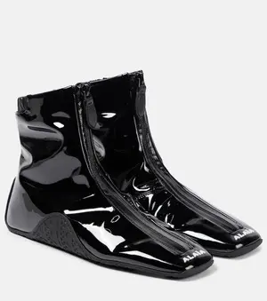 Alaïa Faux Patent Leather Ankle Boots