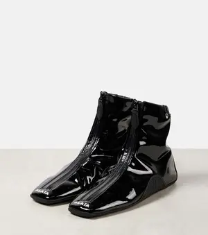 Alaïa Faux Patent Leather Ankle Boots