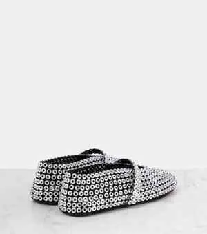 Alaïa Embellished Suede Mary Jane Flats