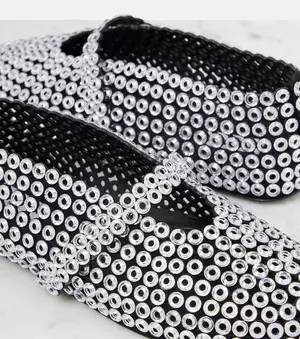 Alaïa Embellished Suede Mary Jane Flats