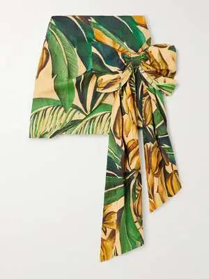 Farm Rio Bananart Printed Linen Mini Skirt