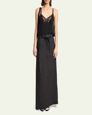 Balenciaga Long Hybrid Belted Slip Dress