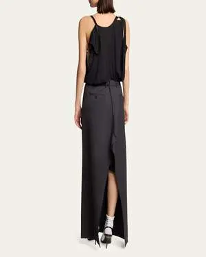 Balenciaga Long Hybrid Belted Slip Dress