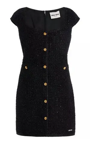 black and gold tweed dress STRAPLESS BLACK EMBELLISHMENT MINI DRESS | CULT MIA main image 0
