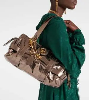 Chloé Kerala 25 Large Metallic Leather Tote Bag - Silver