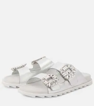 ROGER VIVIER - Roger Vivier Crystal-Embellished Leather Slides