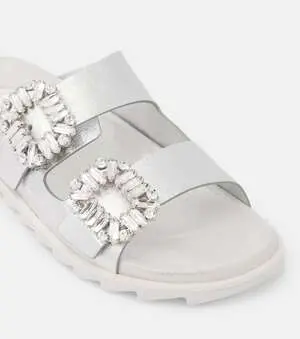 ROGER VIVIER - Roger Vivier Crystal-Embellished Leather Slides
