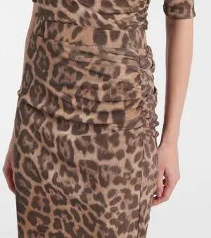 Stella McCartney Leopard-printed Ruched Midi Skirt