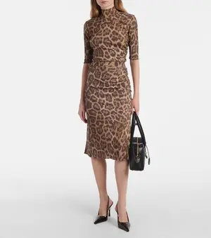 Stella McCartney Leopard-printed Ruched Midi Skirt