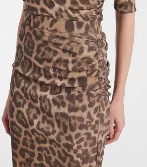 Stella McCartney Leopard-printed Ruched Midi Skirt