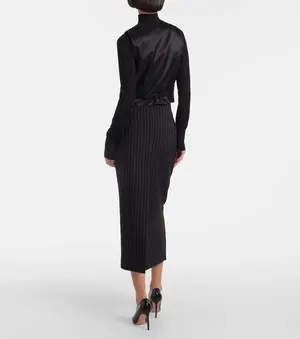 Wardrobe.NYC Pinstripe Wool Vest - Black