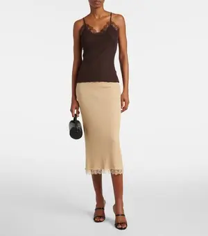 THE ROW Indira Lace-trimmed Midi Skirt