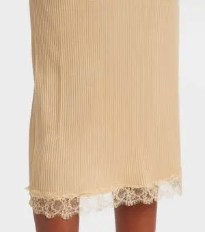 THE ROW Indira Lace-trimmed Midi Skirt