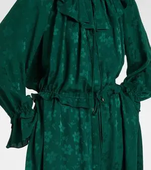 Chloé Ruffled Floral Silk Jacquard Midi Dress