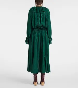 Chloé Ruffled Floral Silk Jacquard Midi Dress