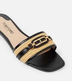 TOM FORD Whitney Raffia And Leather Slides - Neutrals