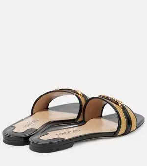 TOM FORD Whitney Raffia And Leather Slides - Neutrals