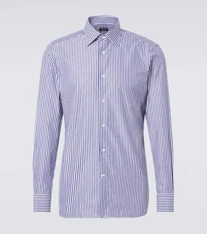 Zegna Striped Cotton Shirt - Blue