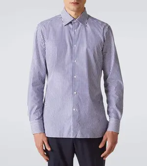 Zegna Striped Cotton Shirt - Blue