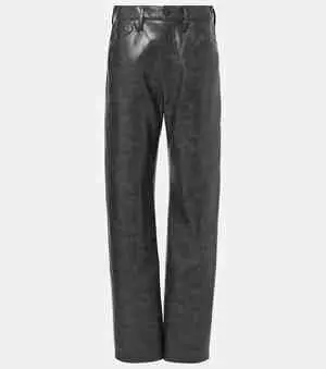 AGOLDE Kelly High-rise Straight Leather Pants - Black