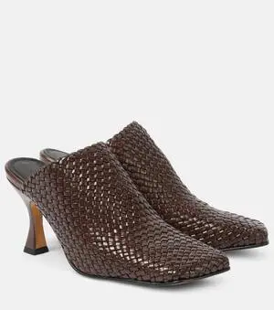 SOULIERS MARTINEZ Jacinta Woven Leather Mules - Brown