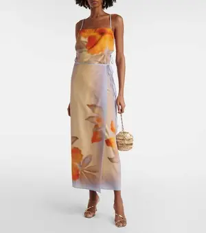 SIR. Floral Silk Crêpe Wrap Skirt