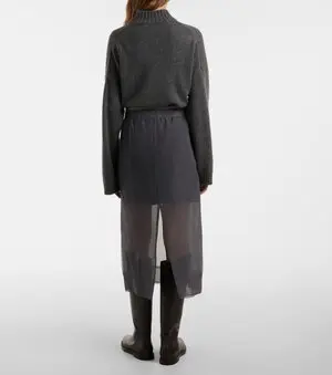 Brunello Cucinelli Sheer Silk Midi Skirt