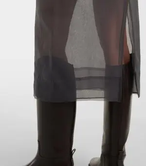 Brunello Cucinelli Sheer Silk Midi Skirt