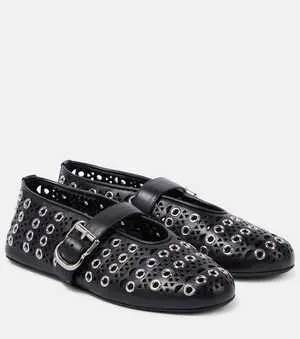 Alaïa Vienne Embellished Leather Ballet Flats