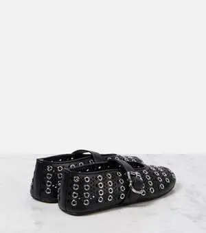 Alaïa Vienne Embellished Leather Ballet Flats