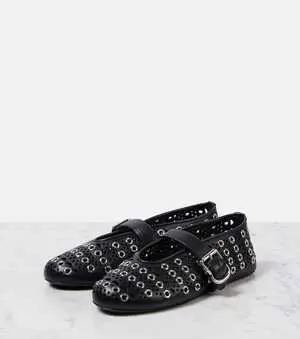 Alaïa Vienne Embellished Leather Ballet Flats