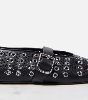 Alaïa Vienne Embellished Leather Ballet Flats