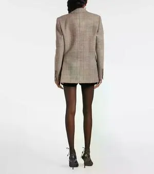Chloé Prince Of Wales Check Wool-blend Blazer - Brown