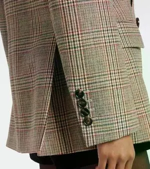 Chloé Prince Of Wales Check Wool-blend Blazer - Brown