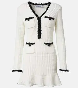 SELF-PORTRAIT Beaded Waffle-knit Minidress