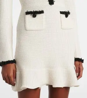 SELF-PORTRAIT Beaded Waffle-knit Minidress