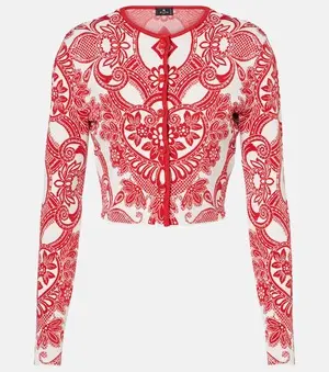 Etro Paisley Cropped Cardigan - Burgundy