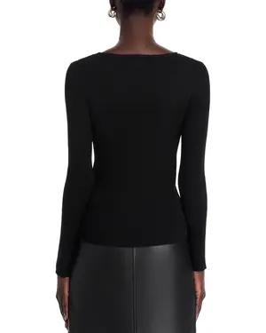 T Tahari Ribbed Pullover Sweater - Black
