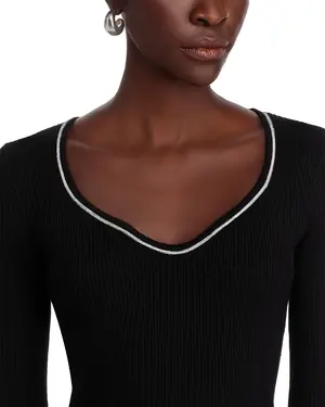 T Tahari Ribbed Pullover Sweater - Black