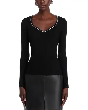 T Tahari Ribbed Pullover Sweater - Black