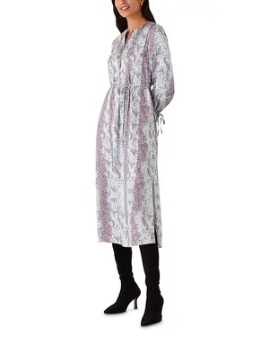 Whistles Mottled Snake Print Midi Dress