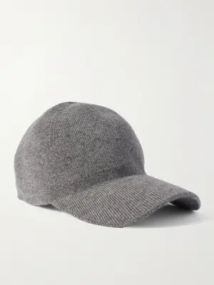 Saint Laurent Logo-embroidered Ribbed Cashmere Baseball Cap - Gray