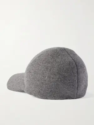 Saint Laurent Logo-embroidered Ribbed Cashmere Baseball Cap