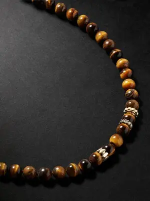 SYDNEY EVAN 14-karat Tiger's Eye And Diamond Necklace - Gold