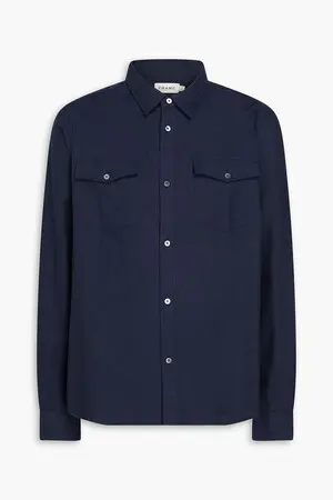 FRAME Cotton And Merino Woolblend Twill Shirt - Navy