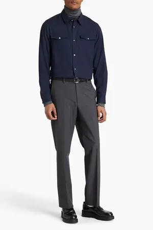 FRAME Cotton And Merino Woolblend Twill Shirt - Navy