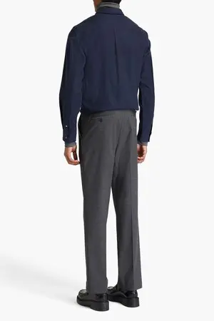 FRAME Cotton And Merino Woolblend Twill Shirt - Navy