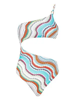 Missoni Zigzag-woven One-piece Swimsuit - Blue