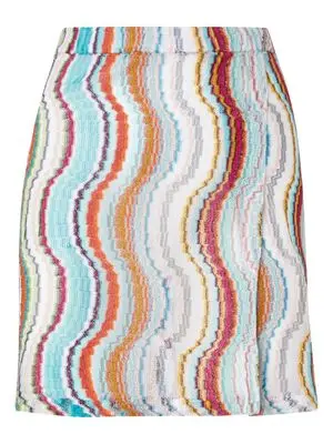 Missoni Lamé Wave-motif Mini Skirt - Blue