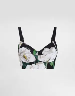 Dolce & Gabbana Stretch Bralette Top With Gardenia - Print